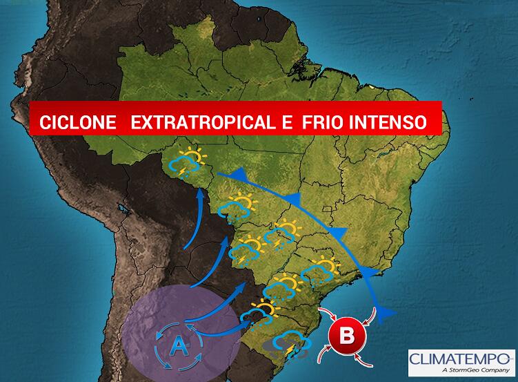 Passo a passo do ciclone extratropical nos dias 12 e 13 de julho ...